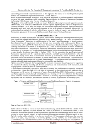 Factors Affecting the Capacity of Bureaucratic Apparatus in Providing ...