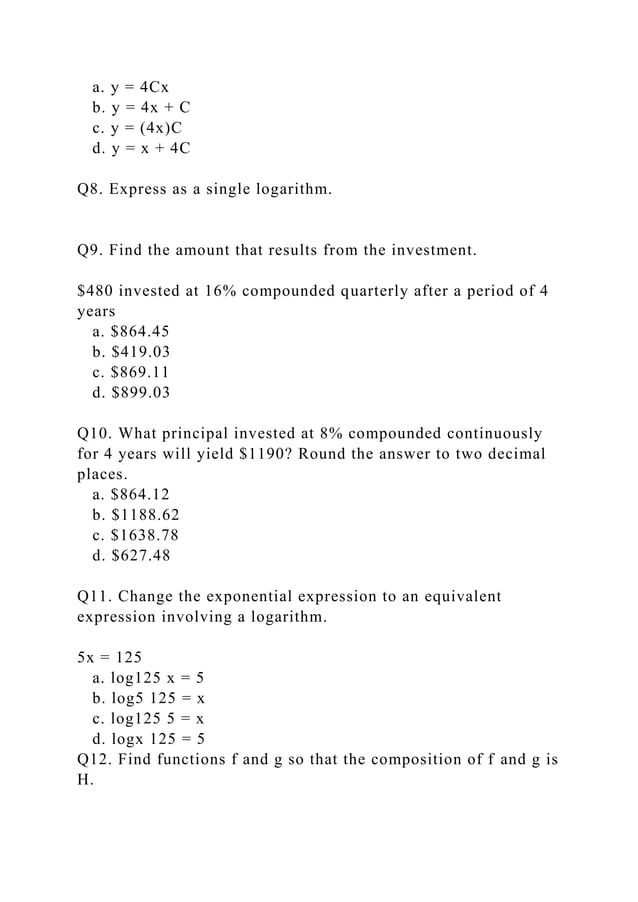 Q1 Determine Without Graphing Whether The Given Quadratic Funct Docx