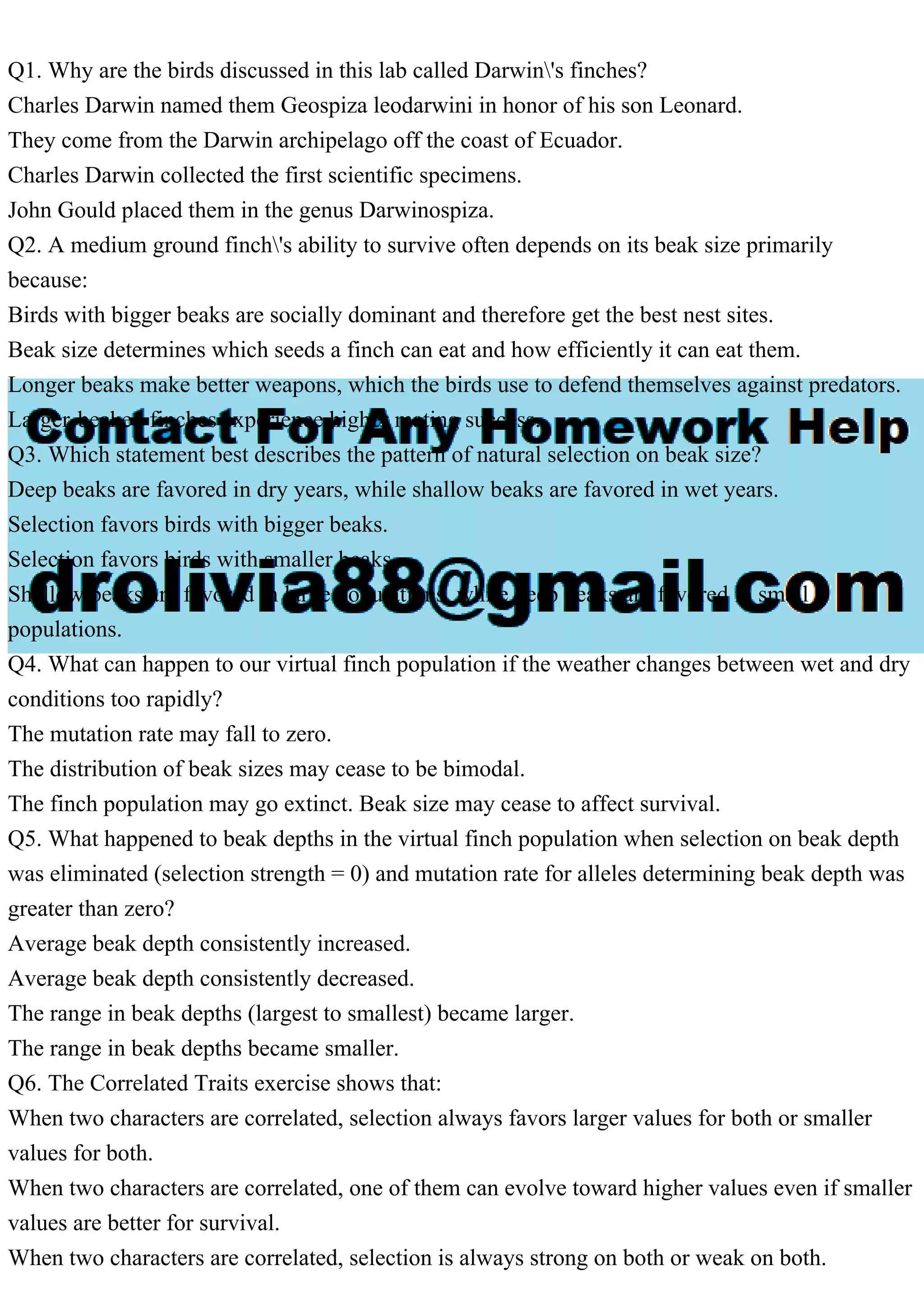 Q1. Why are the birds discussed in this lab called Darwins finches.pdf