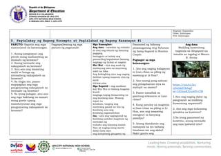 UNANG MARKAHAN SA FILIPINO 9 ARAWANG TALA SA PAGTUTURO | DOCX