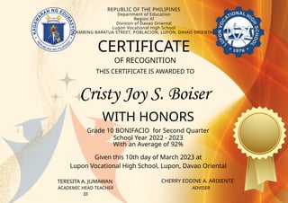 Q1-honor-certificate.pptx for students in JHS | PPTX