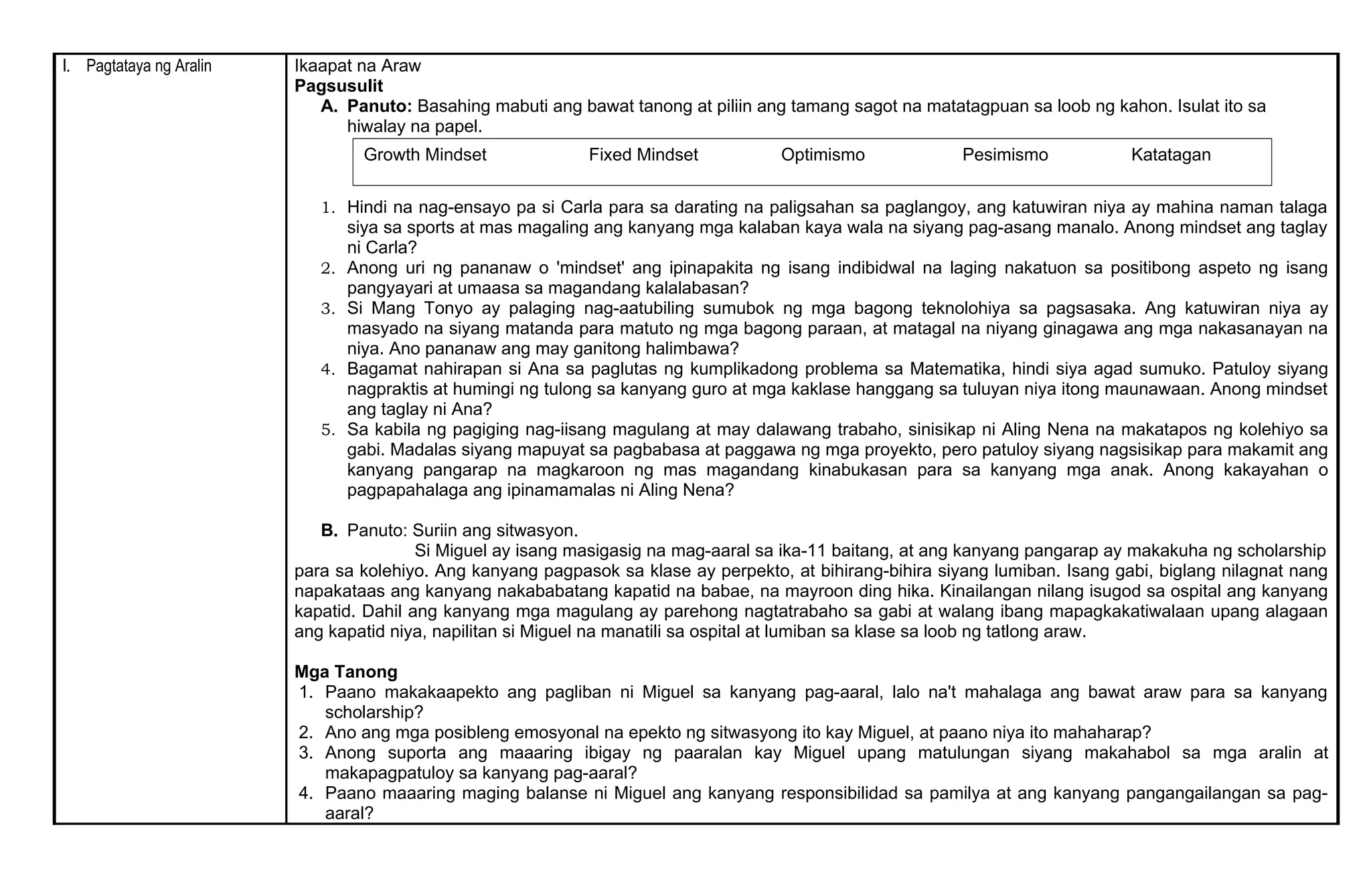 Quarter 1 Week 1 Values Education Grade 8 | DOCX