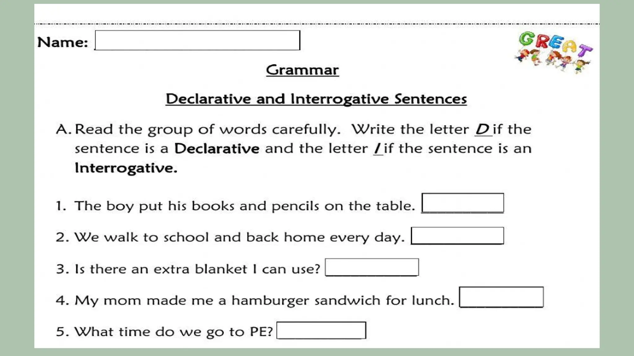 POWERPOINT PRESENTATION ABOUT DECLARATIVE AND INTERROGATIVE SENTENCES | PPT
