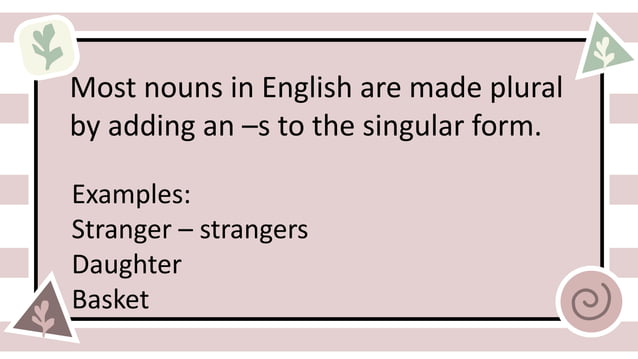 PLURAL FORMS OF REGULAR NOUNS POWER POINT PRESENTATION | PPTX