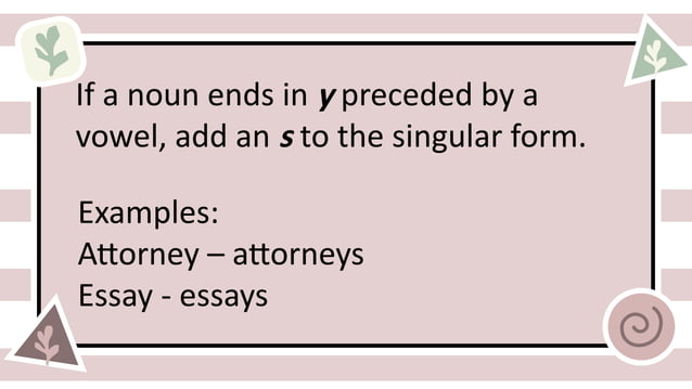 PLURAL FORMS OF REGULAR NOUNS POWER POINT PRESENTATION | PPTX