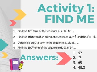 illustrating and finding the nth term of arithmetic sequence | PPTX