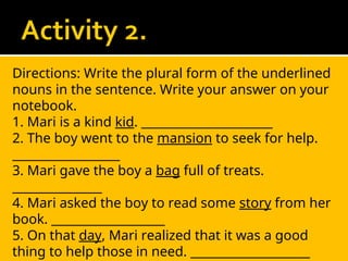 Singular and Plural Nouns power point presentation | PPT