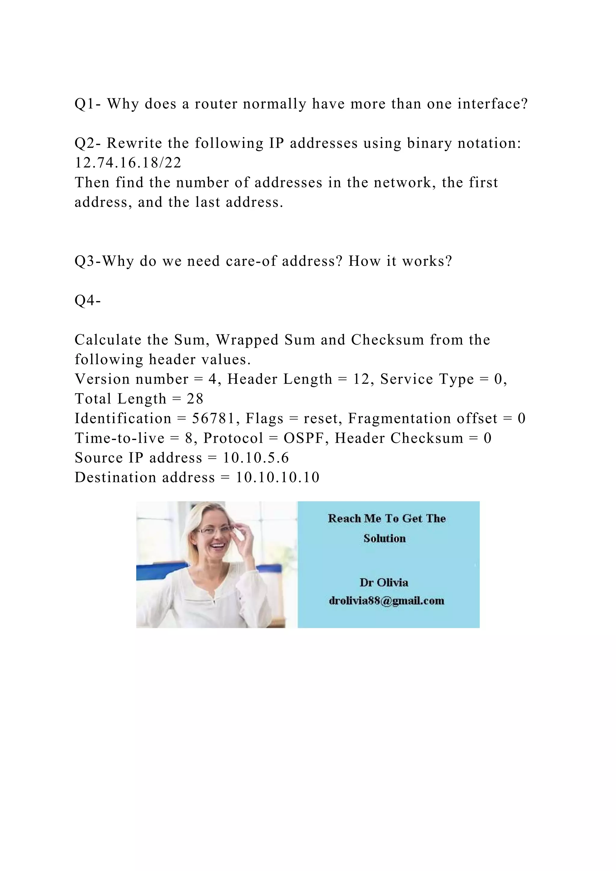 Q1- Why does a router normally have more than one interfaceQ2- .docx