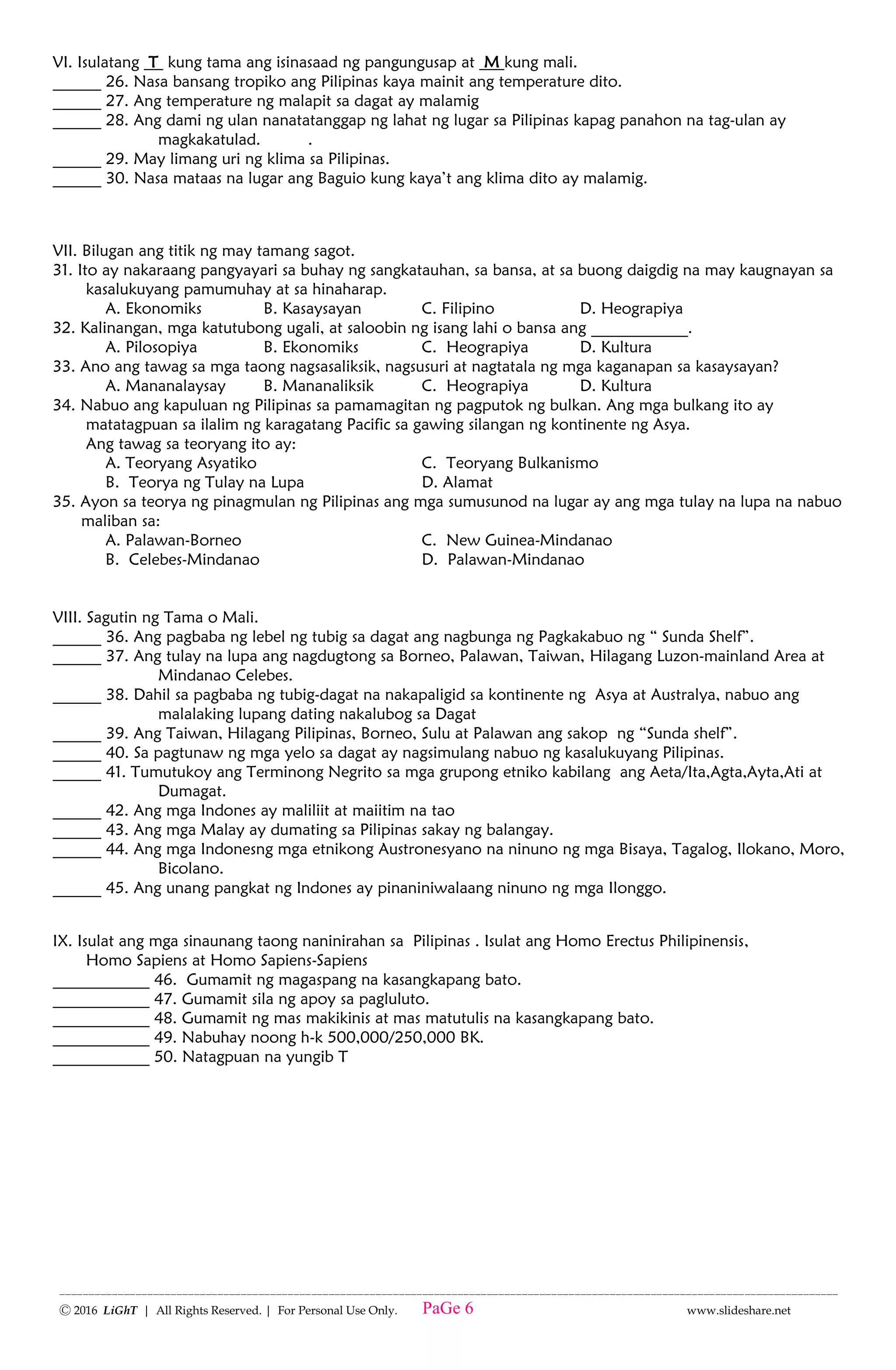 K TO 12 GRADE 5 UNANG LAGUMANG PAGSUSULIT | PDF