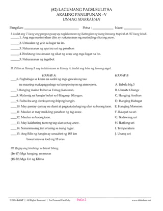 K TO 12 GRADE 5 UNANG LAGUMANG PAGSUSULIT | PDF