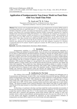 Application of Semiparametric Non-Linear Model on Panel Data with Very Small Time Point | PDF