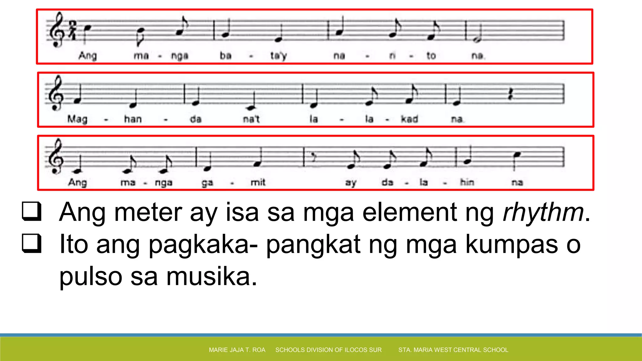 Q1 a2 simple meter, rhythmic pattern, at time signature | PPTX