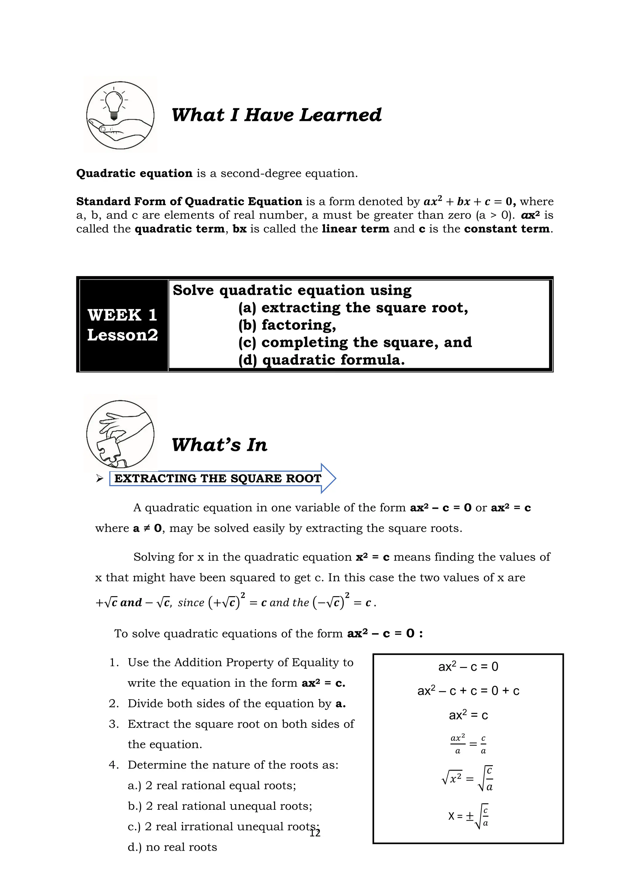 Q1 A-D-M Grade 9 - Mathematics week 1-4 | PDF