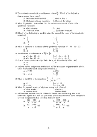 Q1 A-D-M Grade 9 - Mathematics week 1-4 | PDF