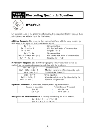 Q1 A-D-M Grade 9 - Mathematics week 1-4 | PDF
