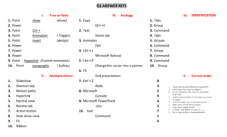 Q1= anwer key | DOCX | Computer Animation | Computer Software and ...