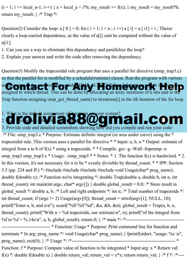 Q1 Consider the below omp_trap1.c implantation, modify the code so t.pdf