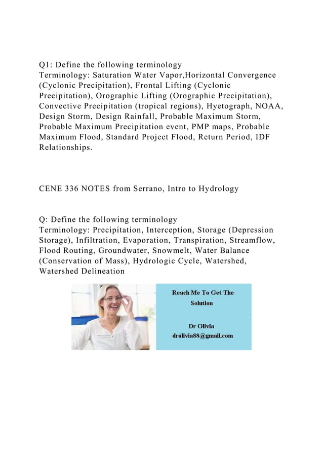 Q1 Define the following terminology Terminology Saturation Wat.docx