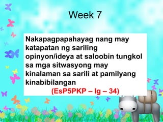 Pagpapahayag nang my katapatan ng sariling opinyon/ideya at saloobin | PPT