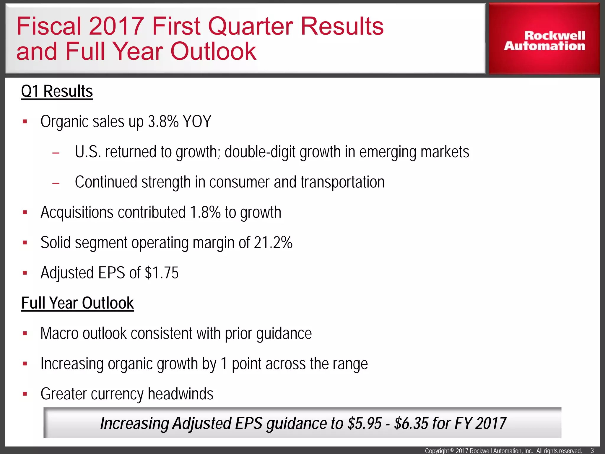 Rockwell Automation Q1 FY17 | PPT
