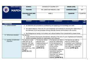 Q1 grade 7 arts dll week 2 | DOCX