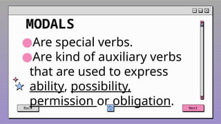 different types of modals used in prohibition, obligation, | PPTX