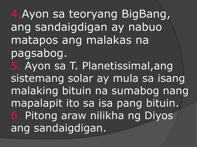 Ang pinagmulan ng daigdig | PPTX