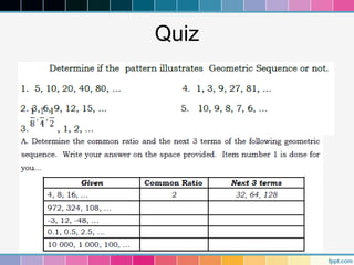 Quarter 1 Math 10 Lesson about Geometric Sequence | PPT