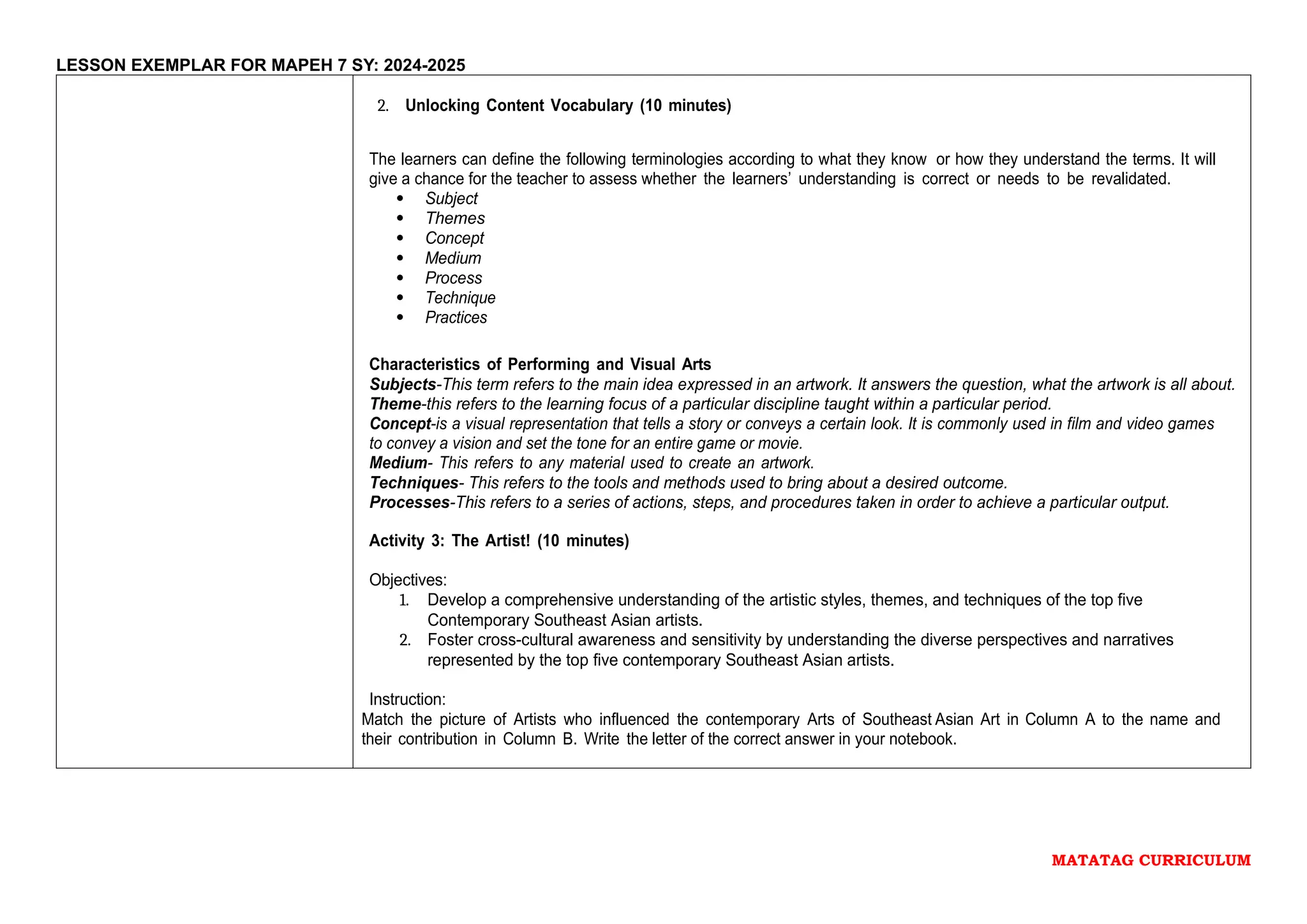 Matatag Lesson Exemplar for MAPEH Music and Arts 2.docx