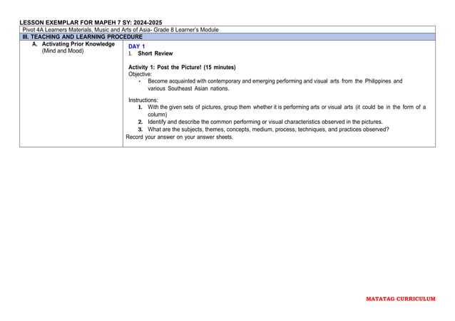 Matatag Lesson Exemplar for MAPEH Music and Arts 2.docx