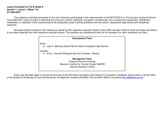 Comprehensive Grade 6 P.E. and Health Lesson on Holistic Wellness | PDF