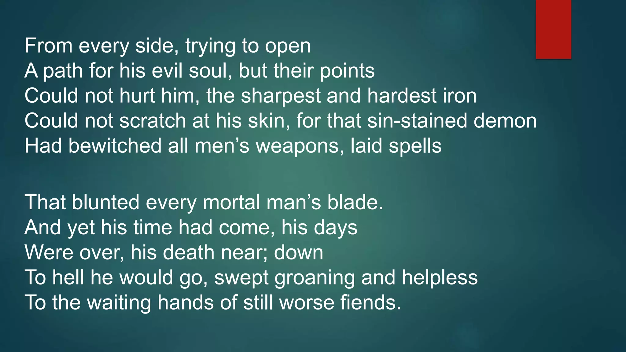 Beowulf - The Battle with Grendel | PPTX