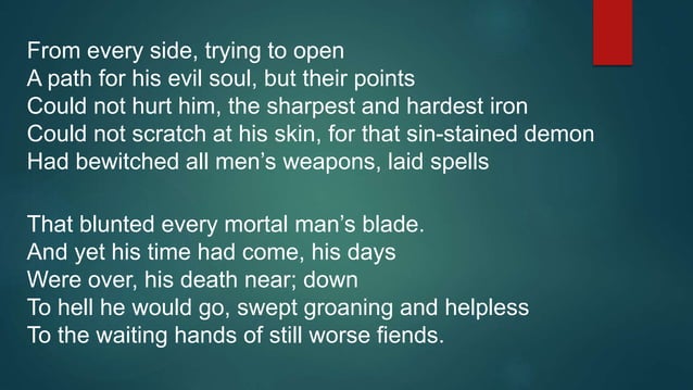Beowulf - The Battle with Grendel | PPTX