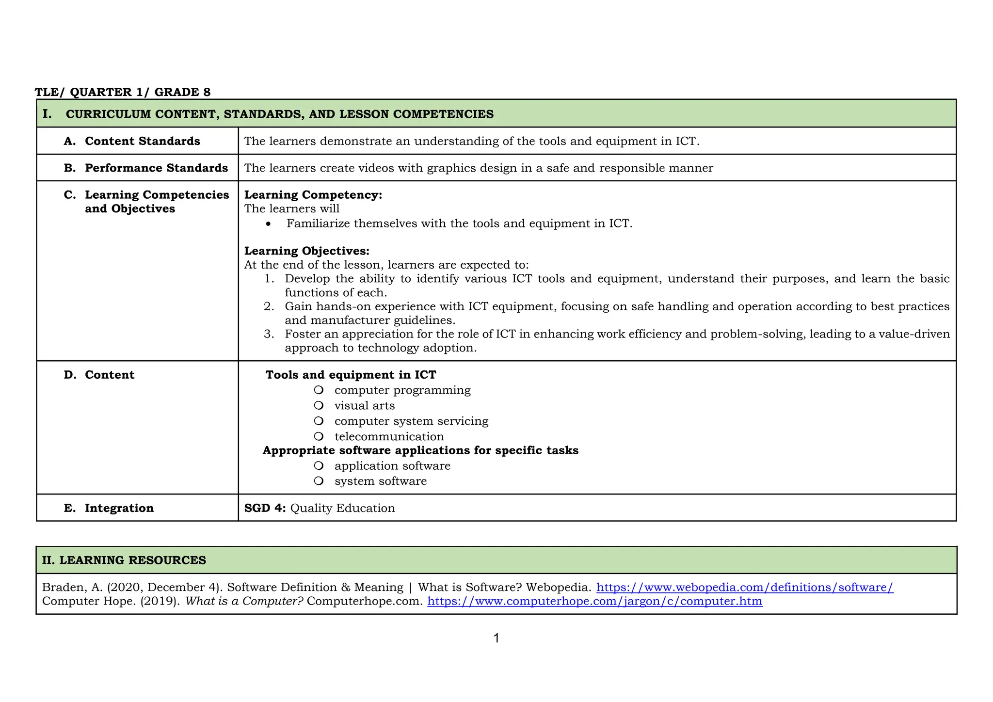 TLE 8 QUARTER 1 MODULE WEEK 1 MATATAG CURRICULUM | PDF