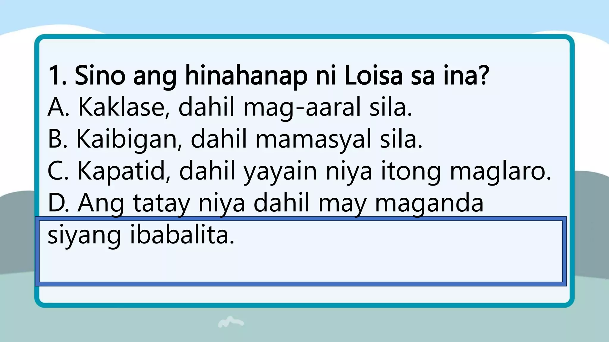 Q1 M1 Pagsagot sa mga Tanong tungkol sa napakinggan.pptx