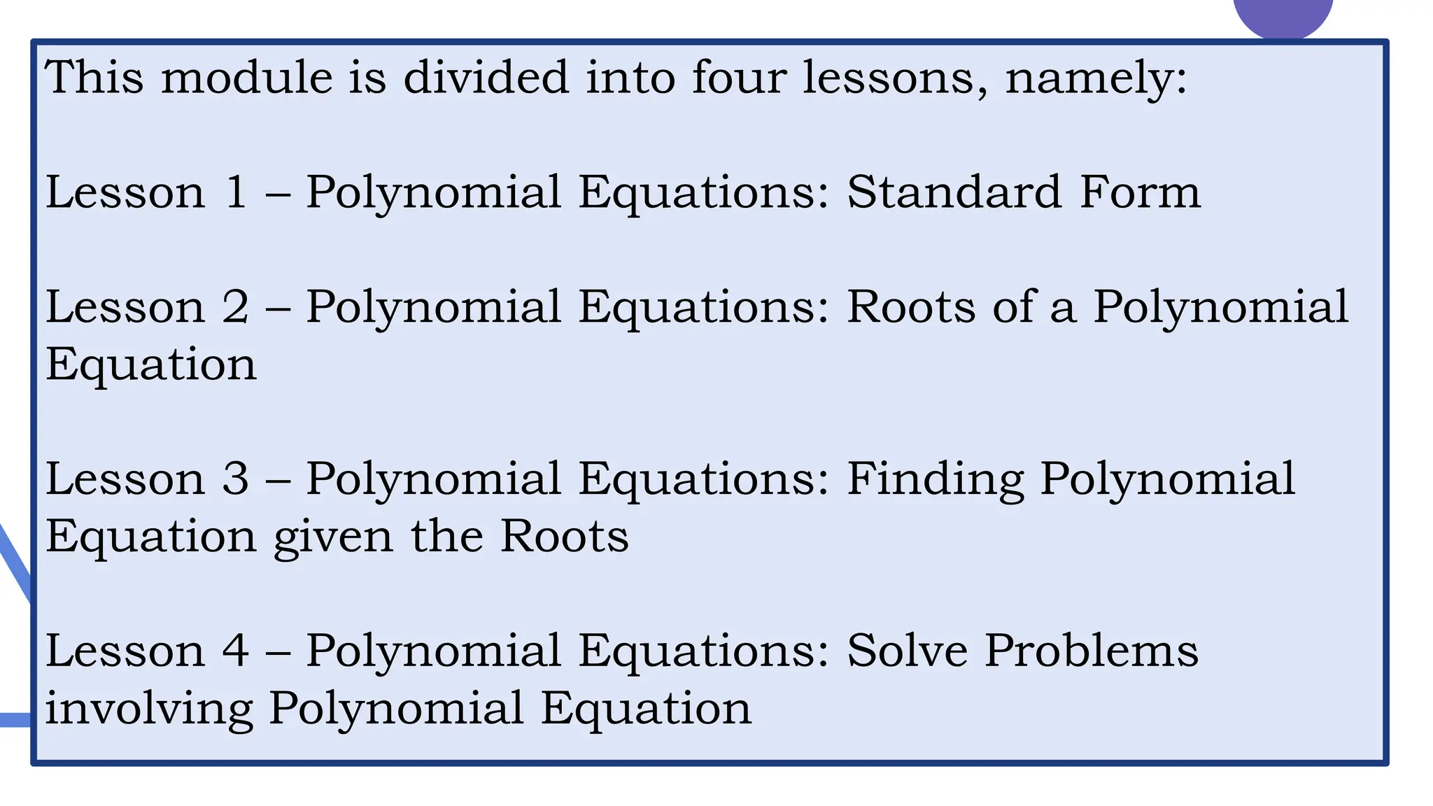 MATHEMATICS 10 QUARTER 1 POLYNOMIAL EQUATION | PPTX