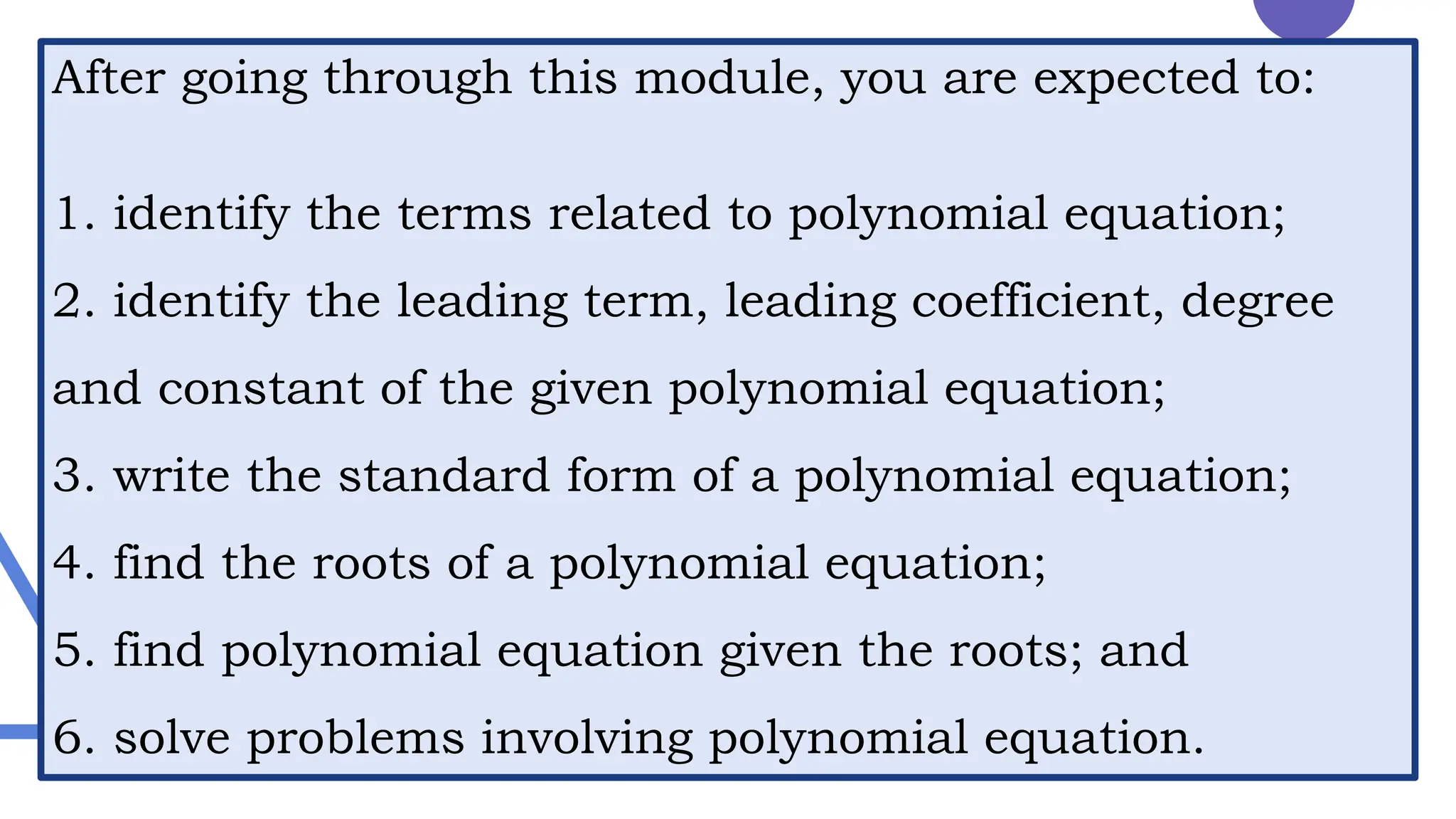 MATHEMATICS 10 QUARTER 1 POLYNOMIAL EQUATION | PPTX
