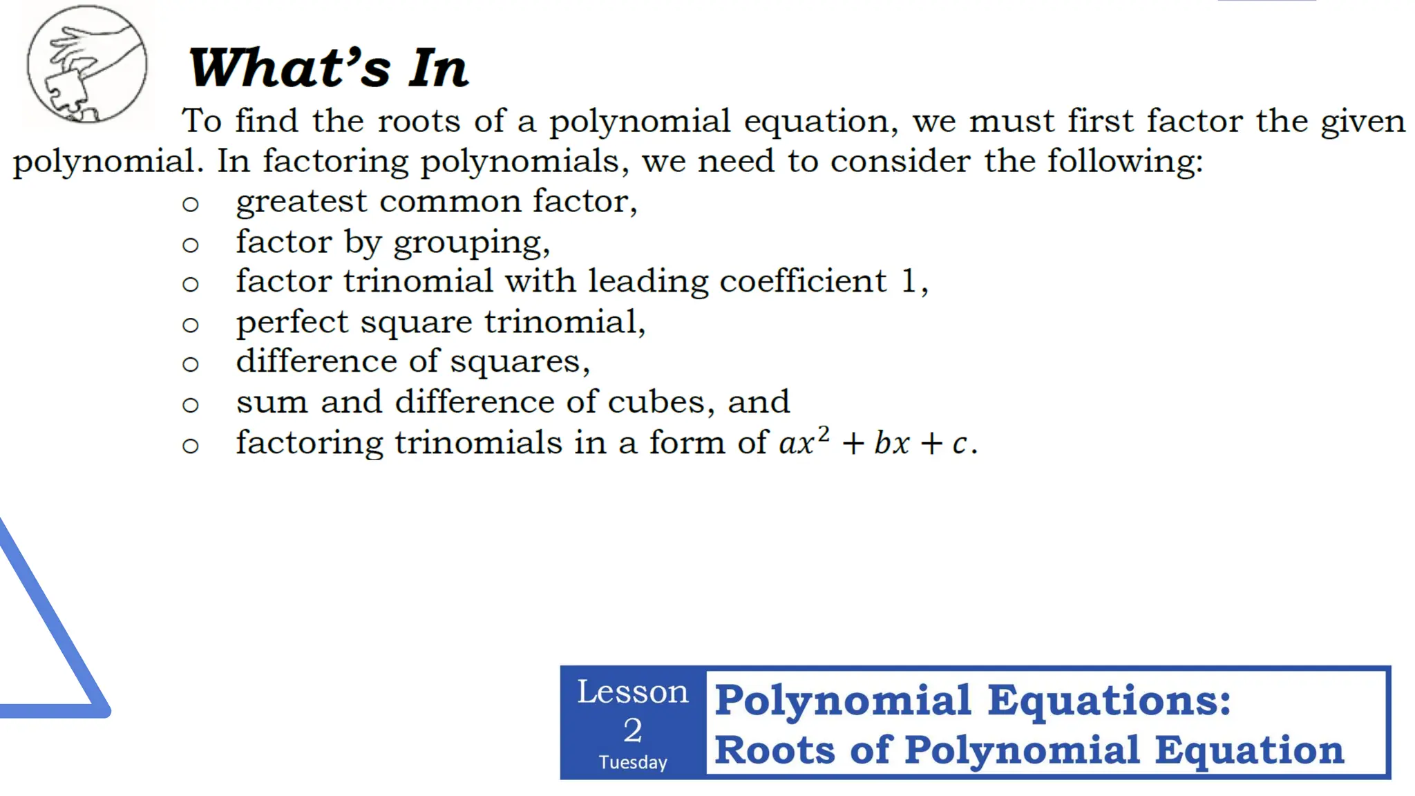 MATHEMATICS 10 QUARTER 1 POLYNOMIAL EQUATION | PPTX