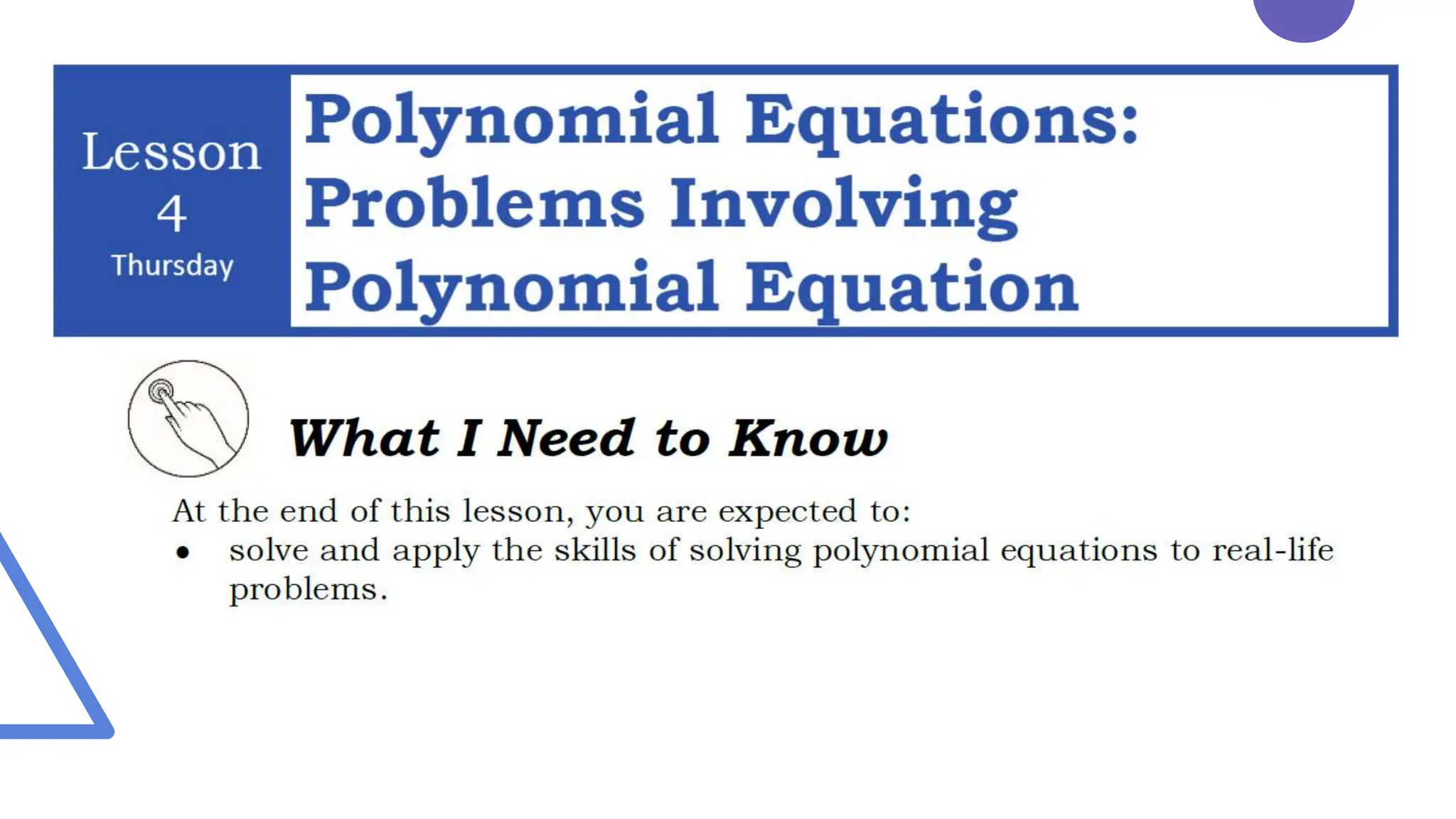 MATHEMATICS 10 QUARTER 1 POLYNOMIAL EQUATION | PPTX