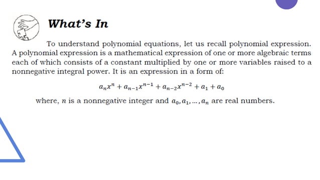 MATHEMATICS 10 QUARTER 1 POLYNOMIAL EQUATION | PPTX