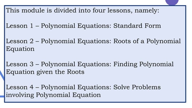 MATHEMATICS 10 QUARTER 1 POLYNOMIAL EQUATION | PPTX