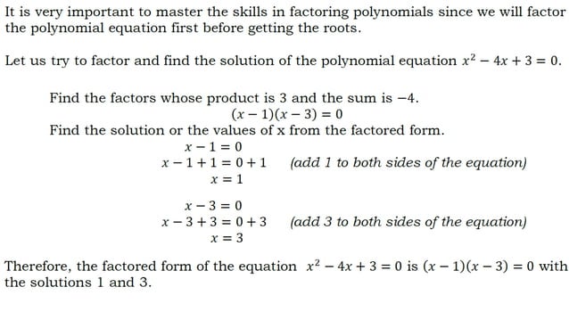 MATHEMATICS 10 QUARTER 1 POLYNOMIAL EQUATION | PPTX