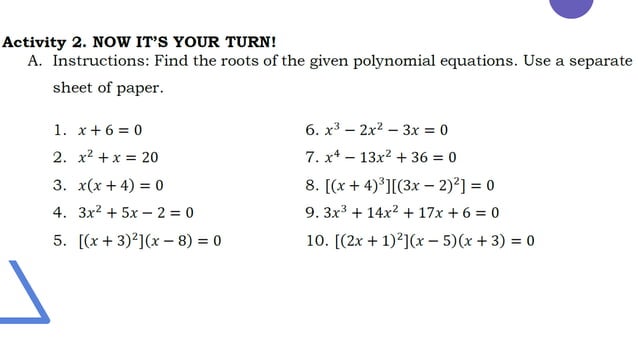 MATHEMATICS 10 QUARTER 1 POLYNOMIAL EQUATION | PPTX