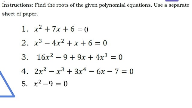 MATHEMATICS 10 QUARTER 1 POLYNOMIAL EQUATION | PPTX