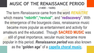 Music of Medieval Renaissance and Baroque Periods | PPTX