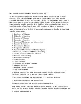 M.Ed Research- Questions & answers | DOCX