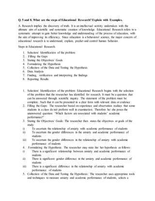 M.Ed Research- Questions & answers | DOCX