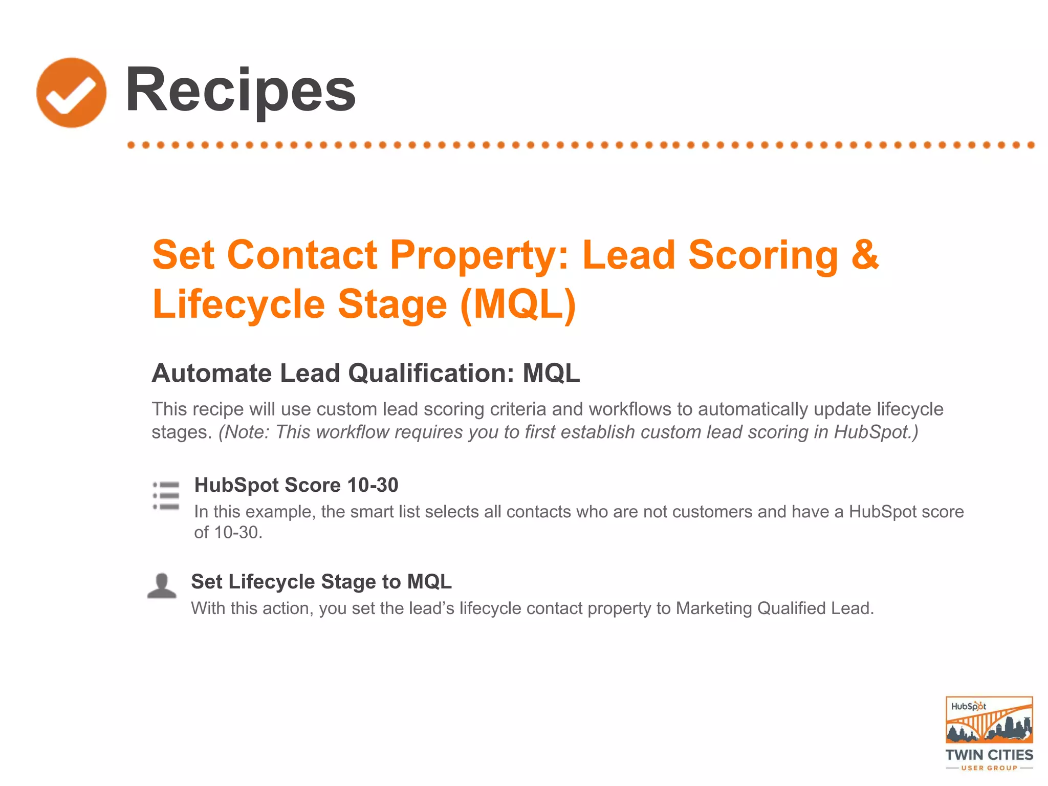 TC HUG: HubSpot Workflows & Recipe Exchange | PDF