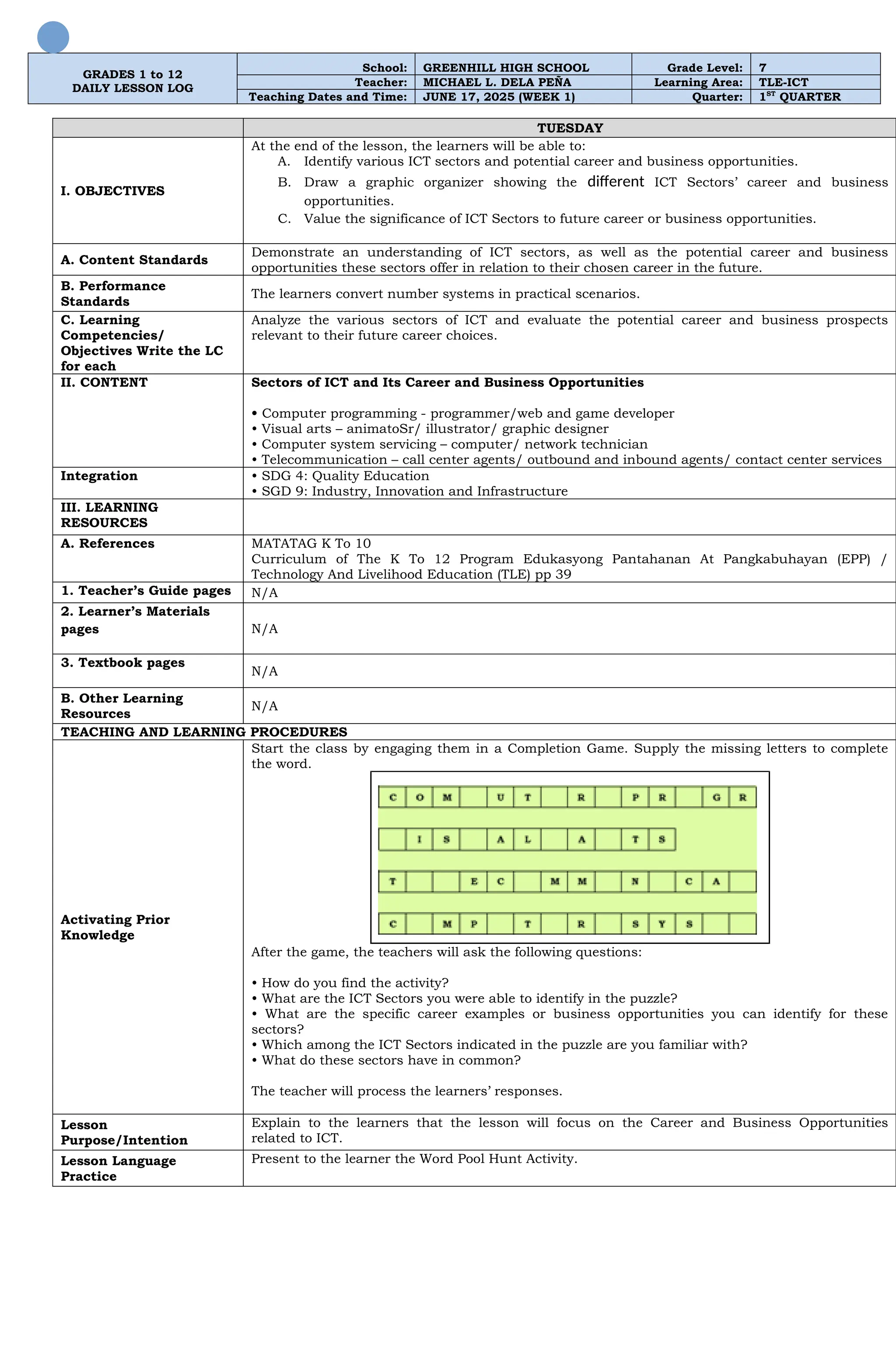 Information and Communication Technology | DOCX