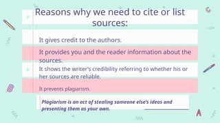 use conventions in citing sources power point presentation | PPTX